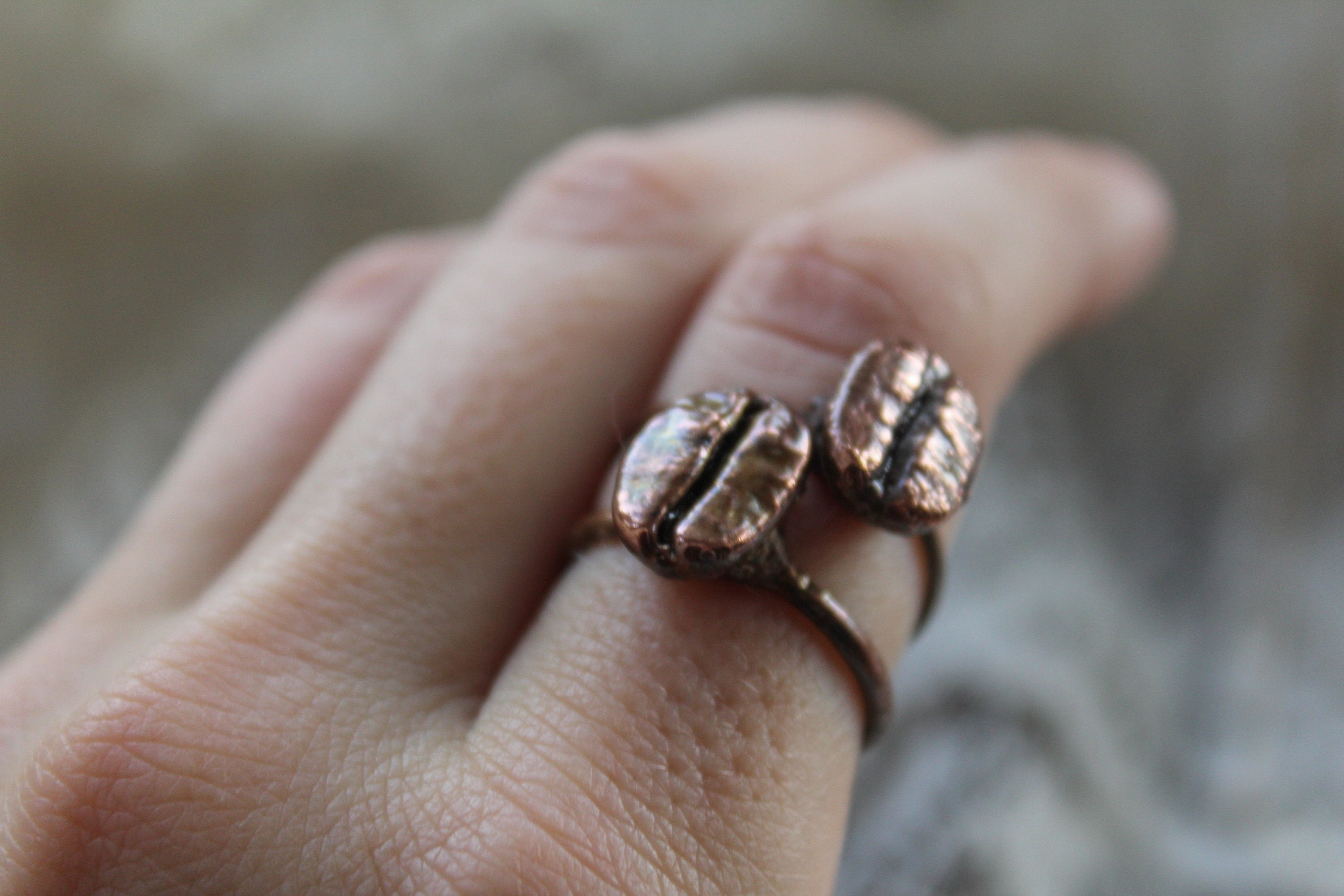 REAL Coffee Bean Ring | Copper Jewelry | Electroformed Jewelry | Nature ...