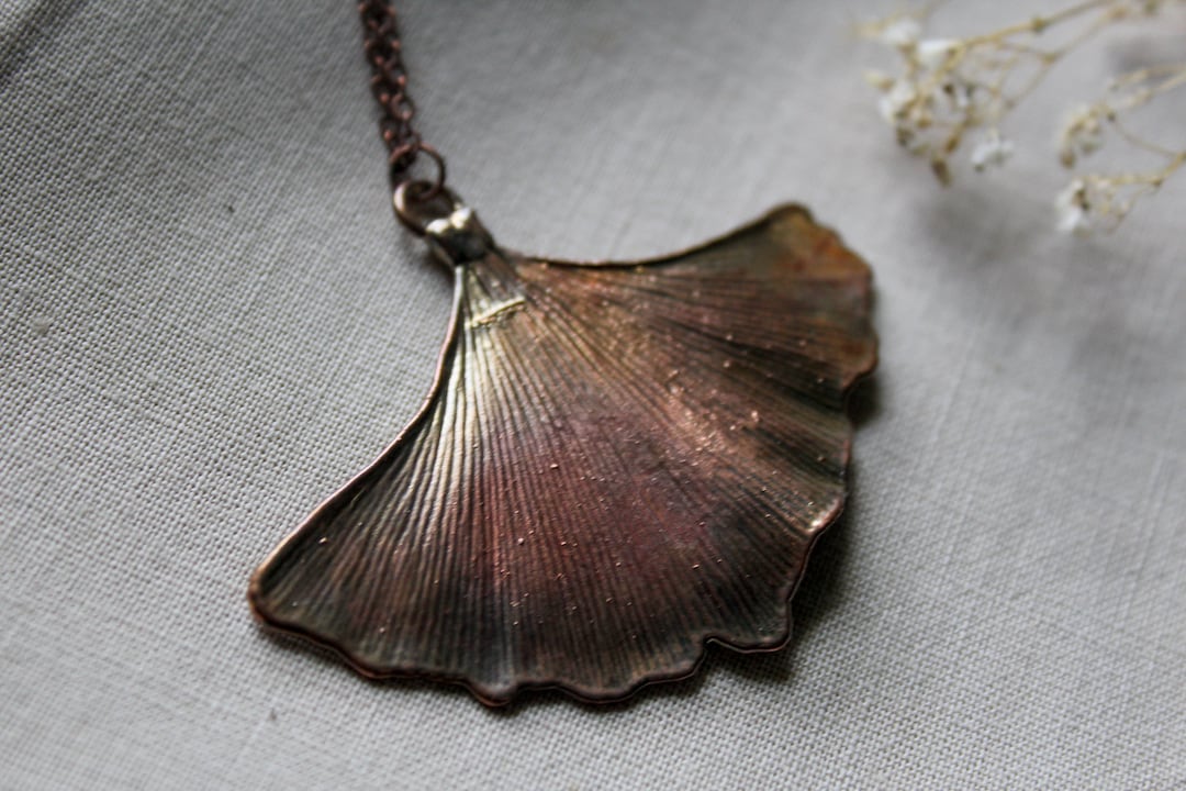 Copper Dipped Gingko Leaf Necklace | REAL Gingko Leaf | Electroformed ...