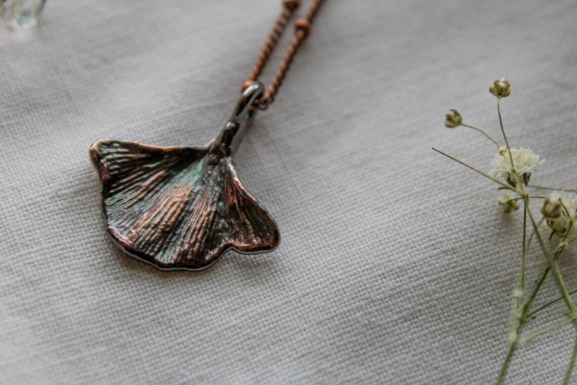 Real Gingko Leaf Necklace Copper Jewelry Layering Necklace Nature ...