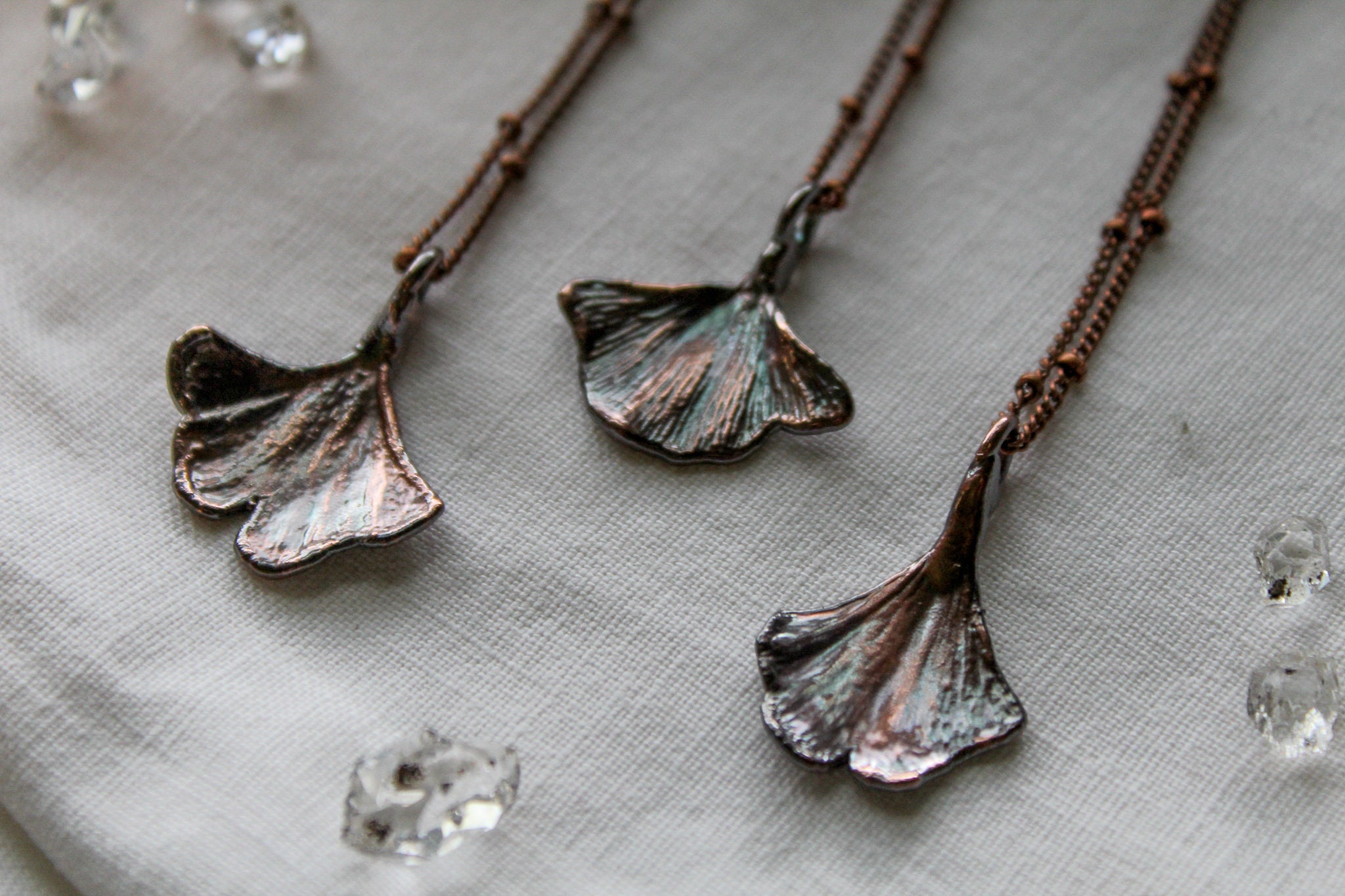 Real Gingko Leaf Necklace Copper Jewelry Layering Necklace Nature ...