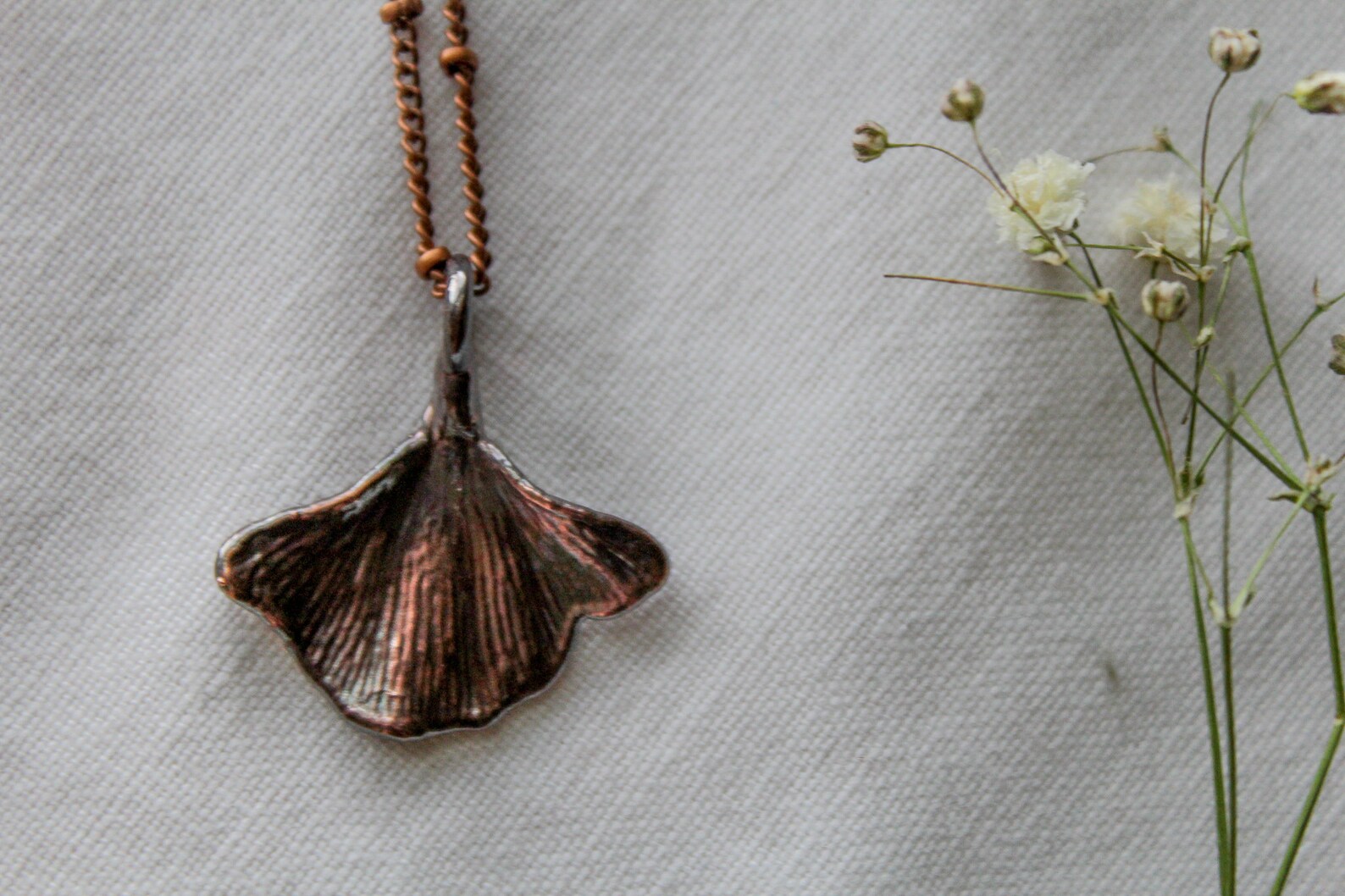 Real Gingko Leaf Necklace Copper Jewelry Layering Necklace Nature ...