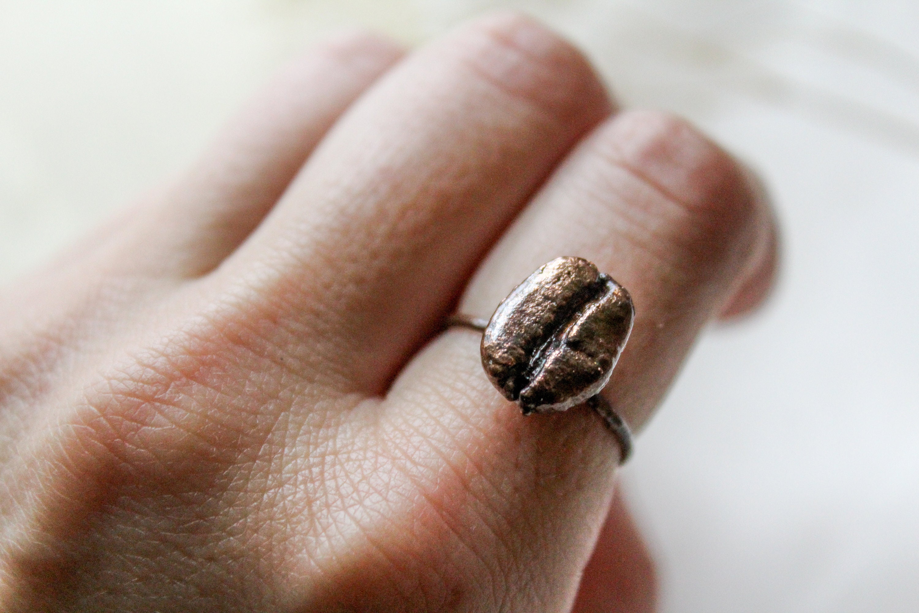 REAL Coffee Bean Ring | Copper Jewelry | Electroformed Jewelry | Nature ...