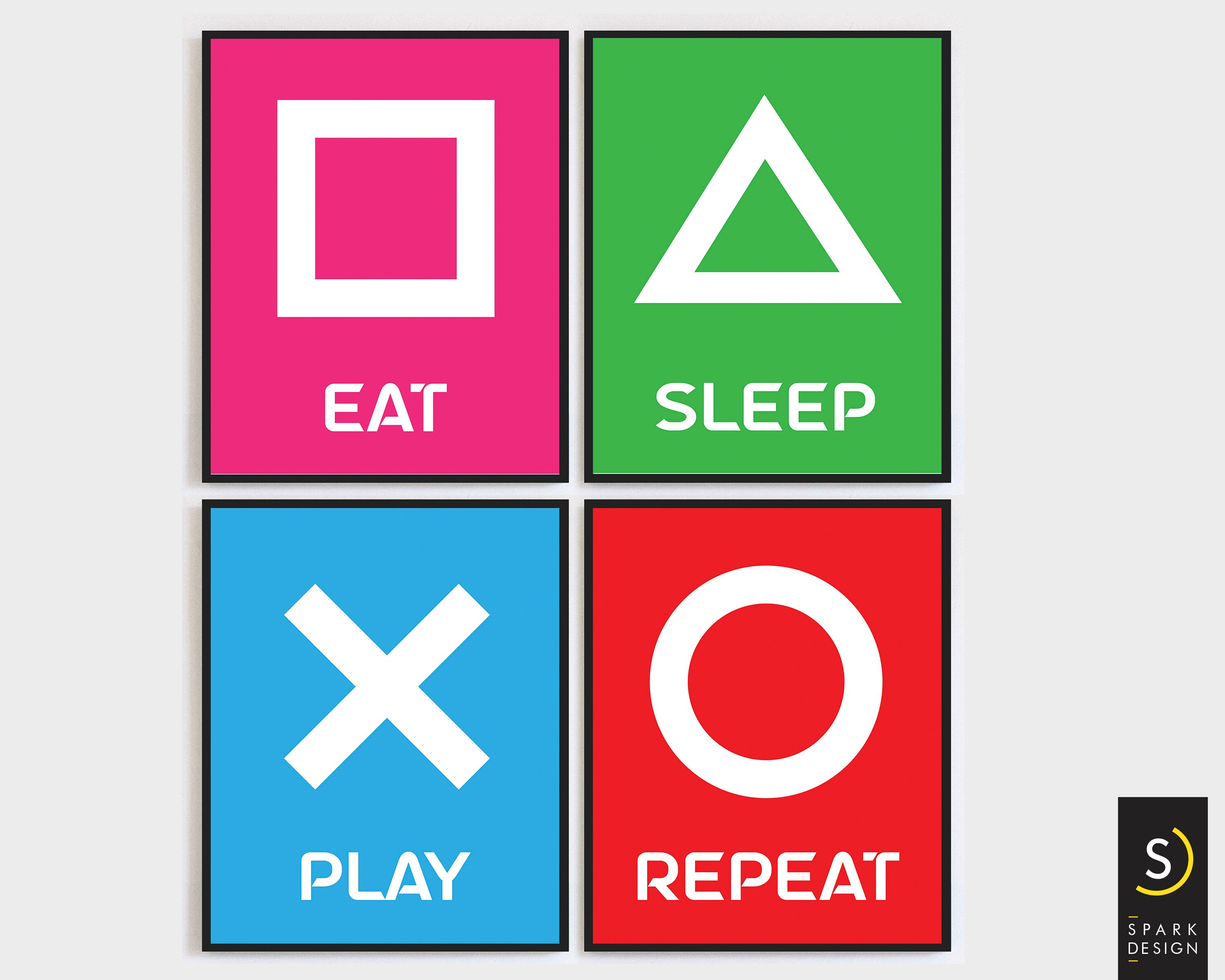 SET OF 4 Video Game Control Symbol Printable Wall Art Video | Etsy