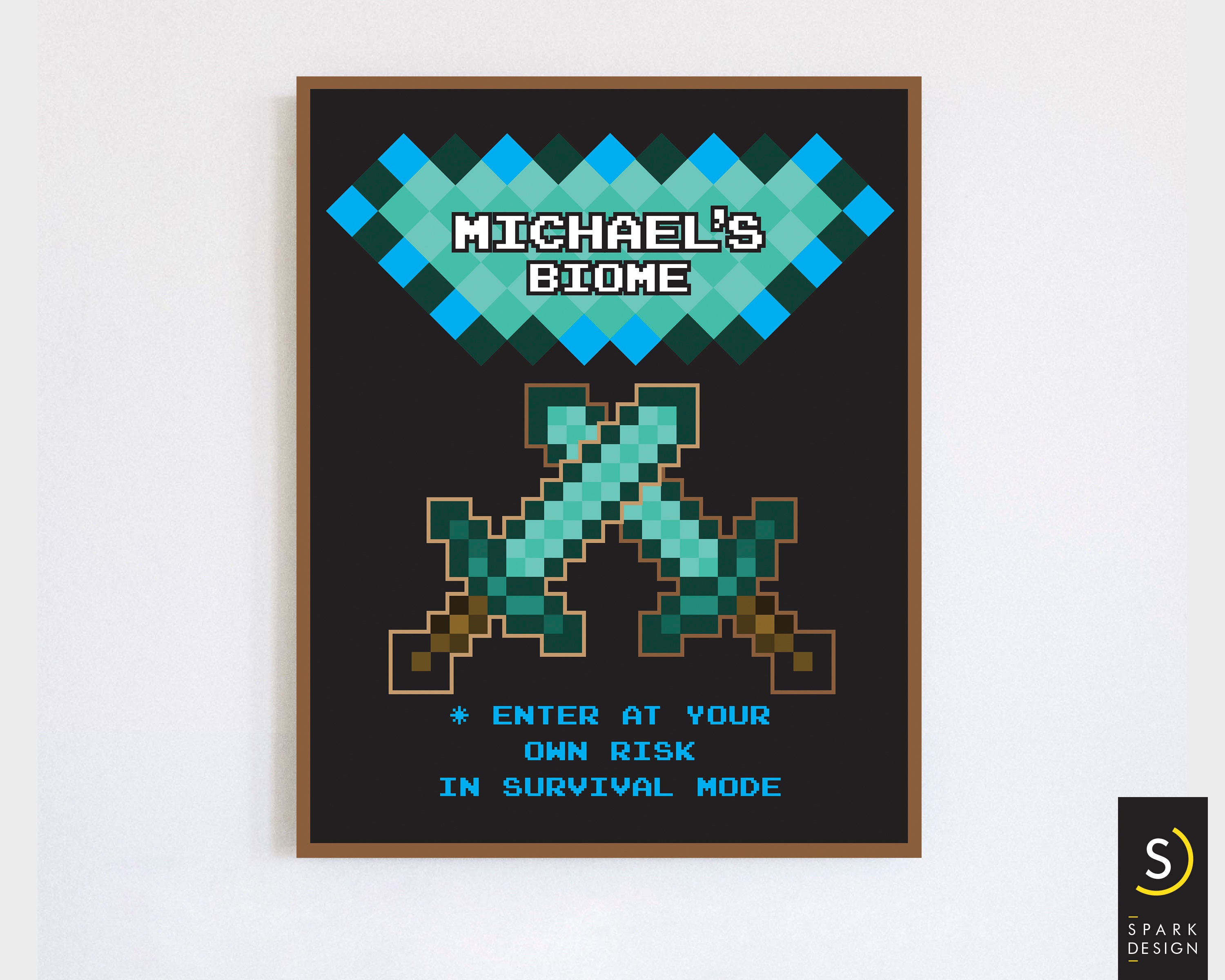 CUSTOMIZE NAME Personalized Minecraft Room Sign for Kids Room | Etsy