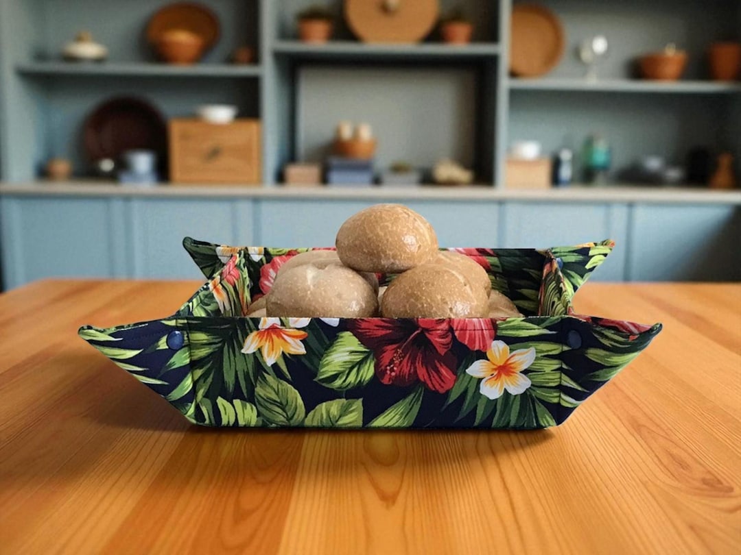 Tropical Fabric Basket Handmade Cotton Storage Solution Table Top ...