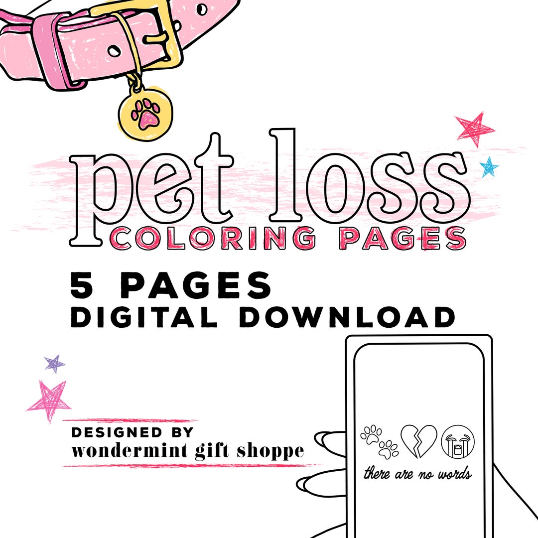 Pet Loss Grief Coloring Pages Dog Coloring Pages for Loss - Etsy
