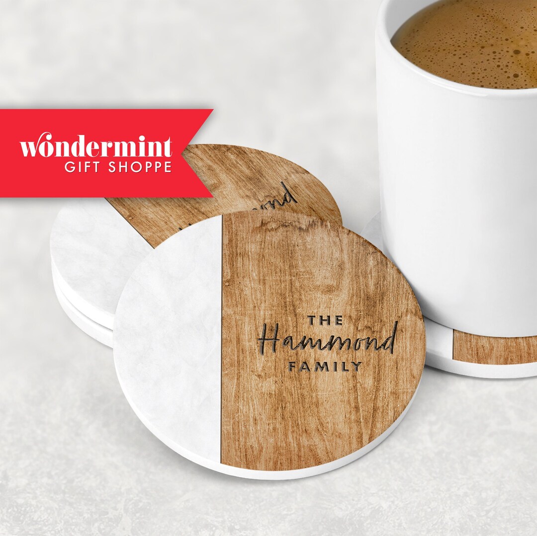 Family Name Coaster Set Personalized Coaster Custom Drinkware ...