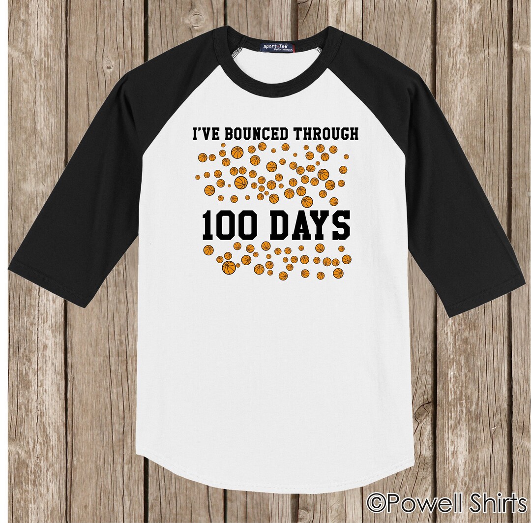 100th Day of School Raglan Baseball Style T Shirt 100 Basketballs I've ...