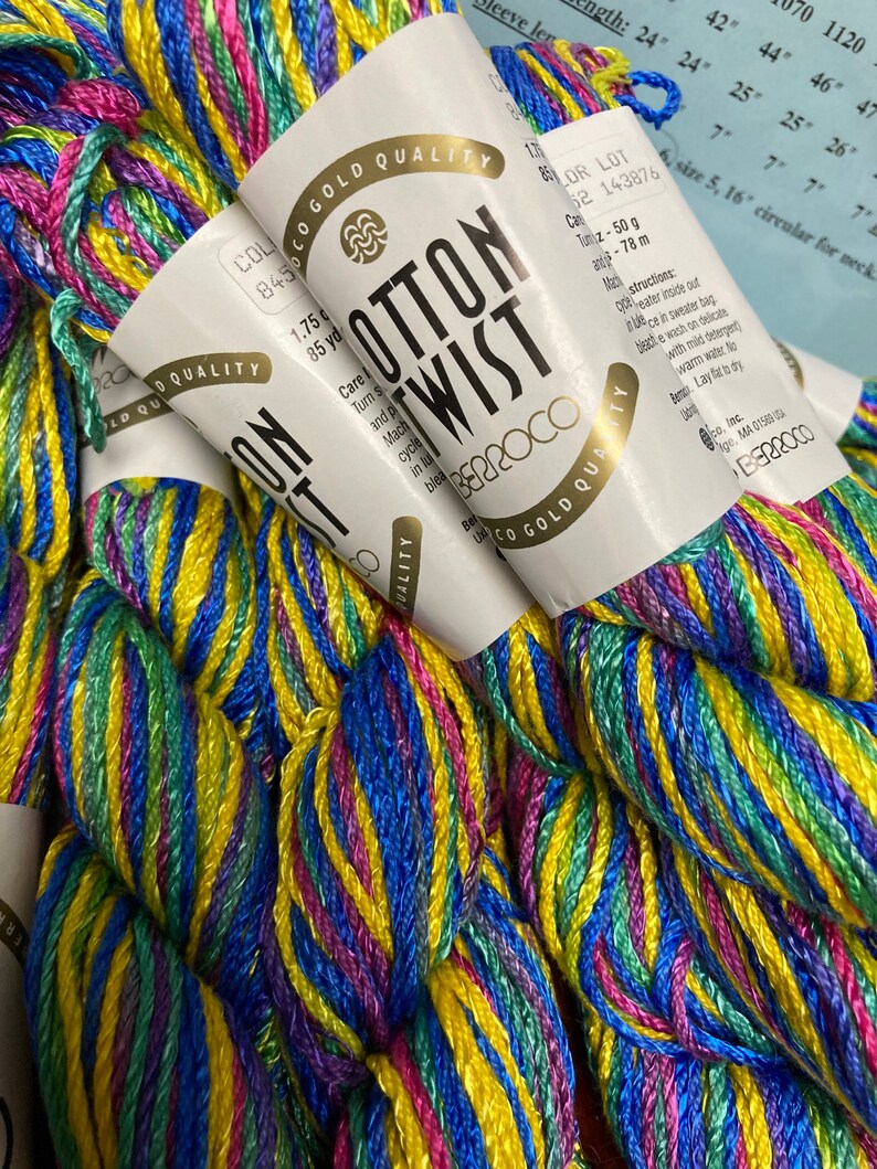 Berroco Cotton Twist Yarn..variegated Yarn....color 8452...50 - Etsy