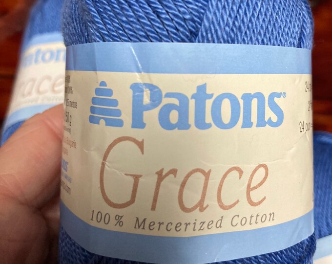 Patons Grace Yarn....azure Color. .50 Gram Skeins...cotton Yarn - Etsy
