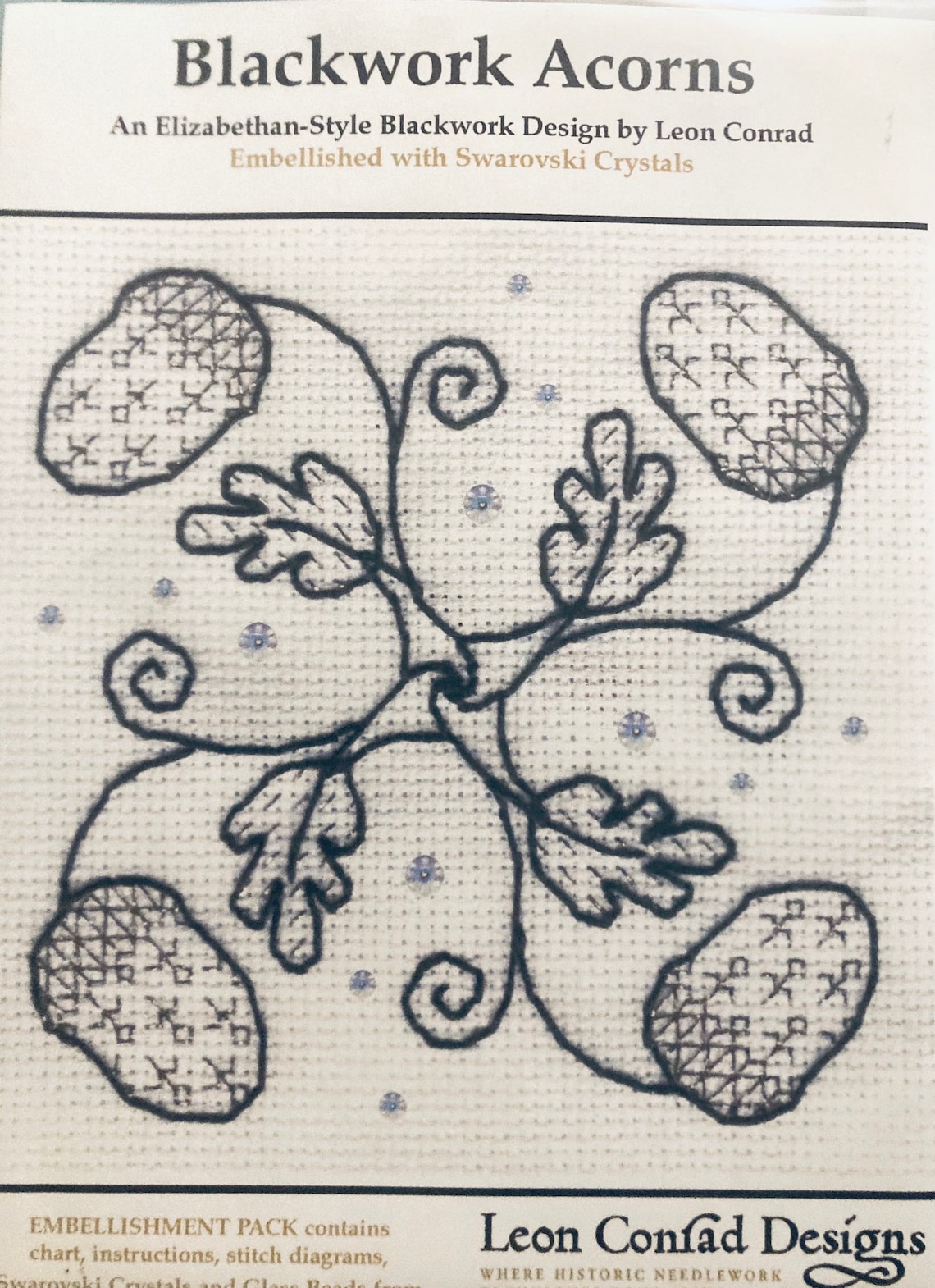 Blackwork Acorns Embroidery Kit...leon Conrad Designs - Etsy