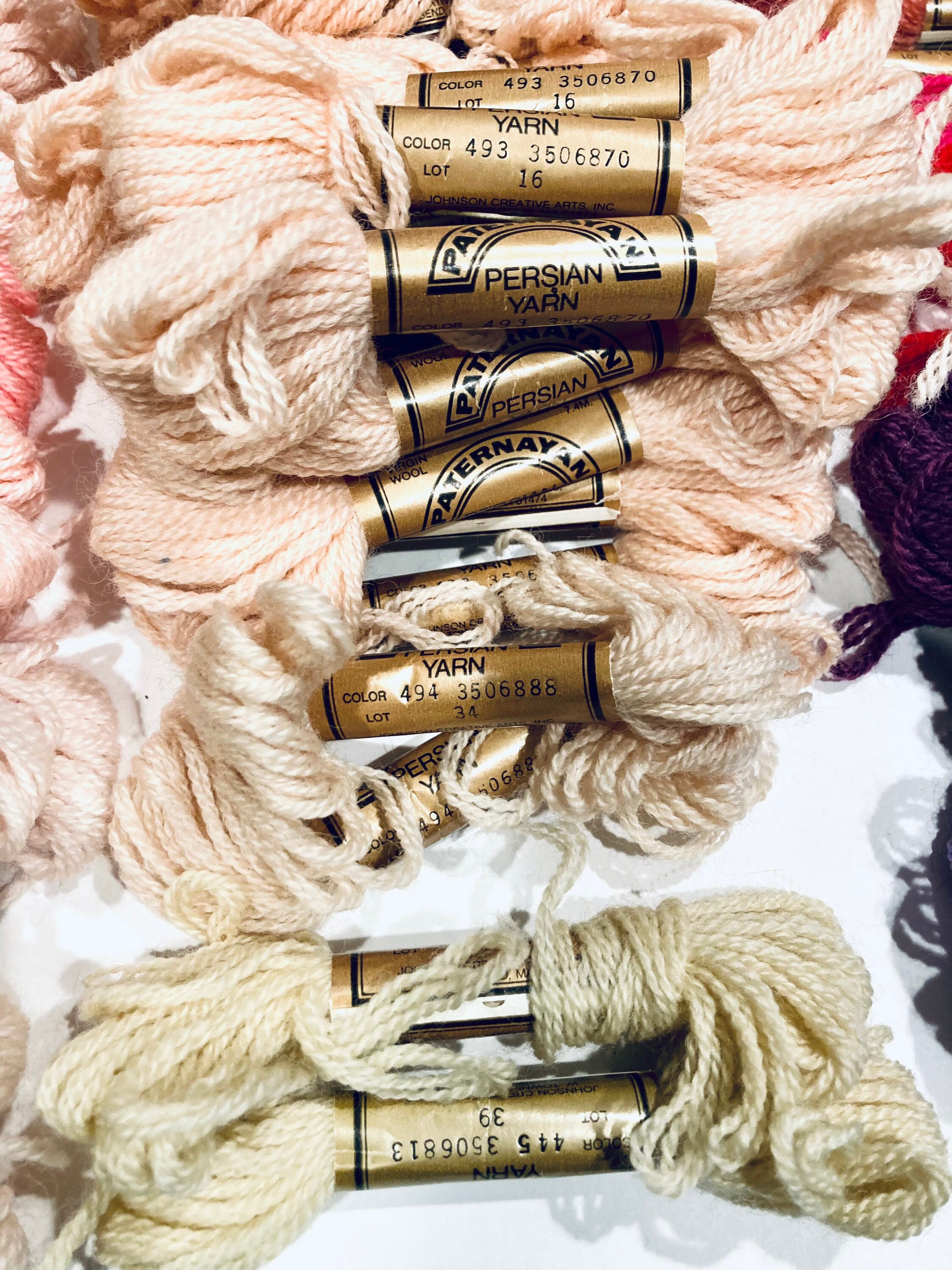 Paternayan Persian Yarn... Tapestry Yarn.......pinks...lavender ...