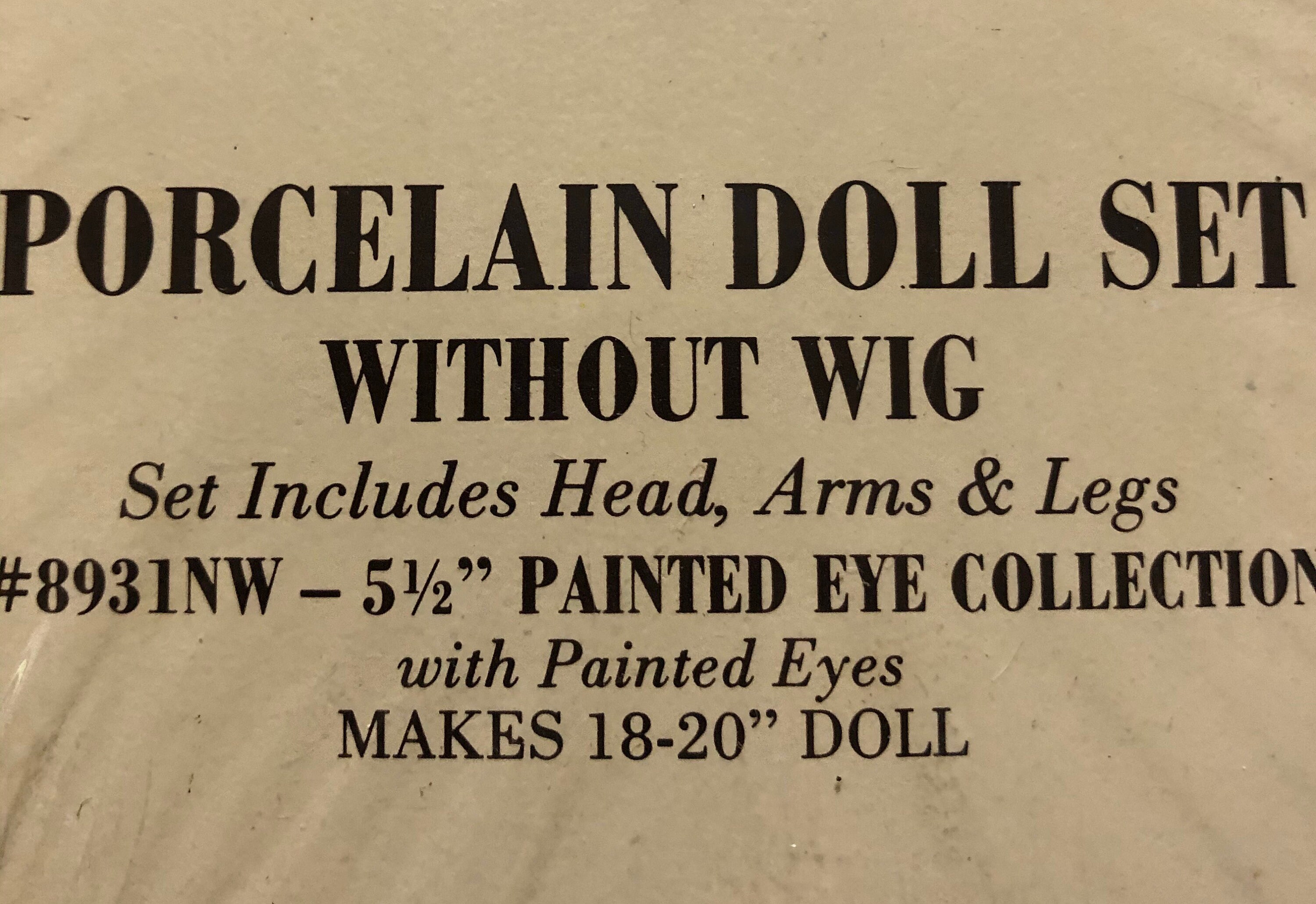 Porcelain Doll Set.... Doll Making...painted Eyes....head, Arms, and ...