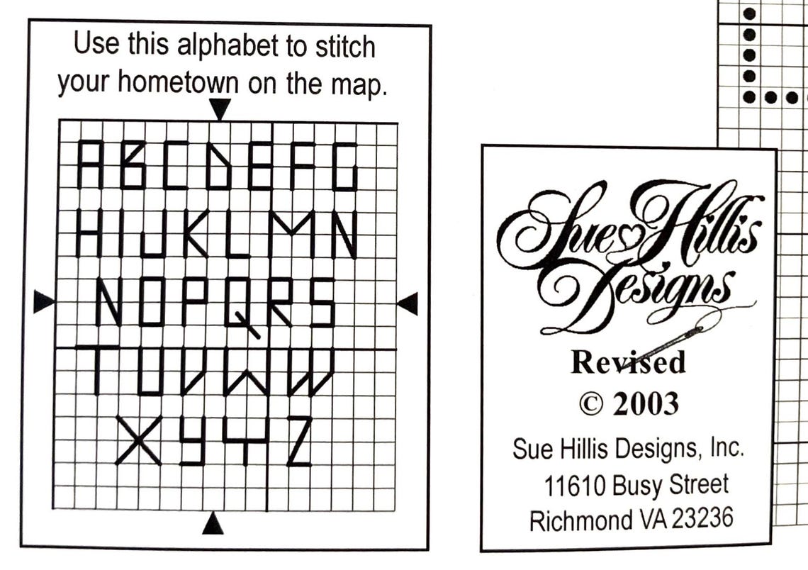 Map of Pennsylvania Counted Cross Chart by Sue Hillis Designs…shd Map ...