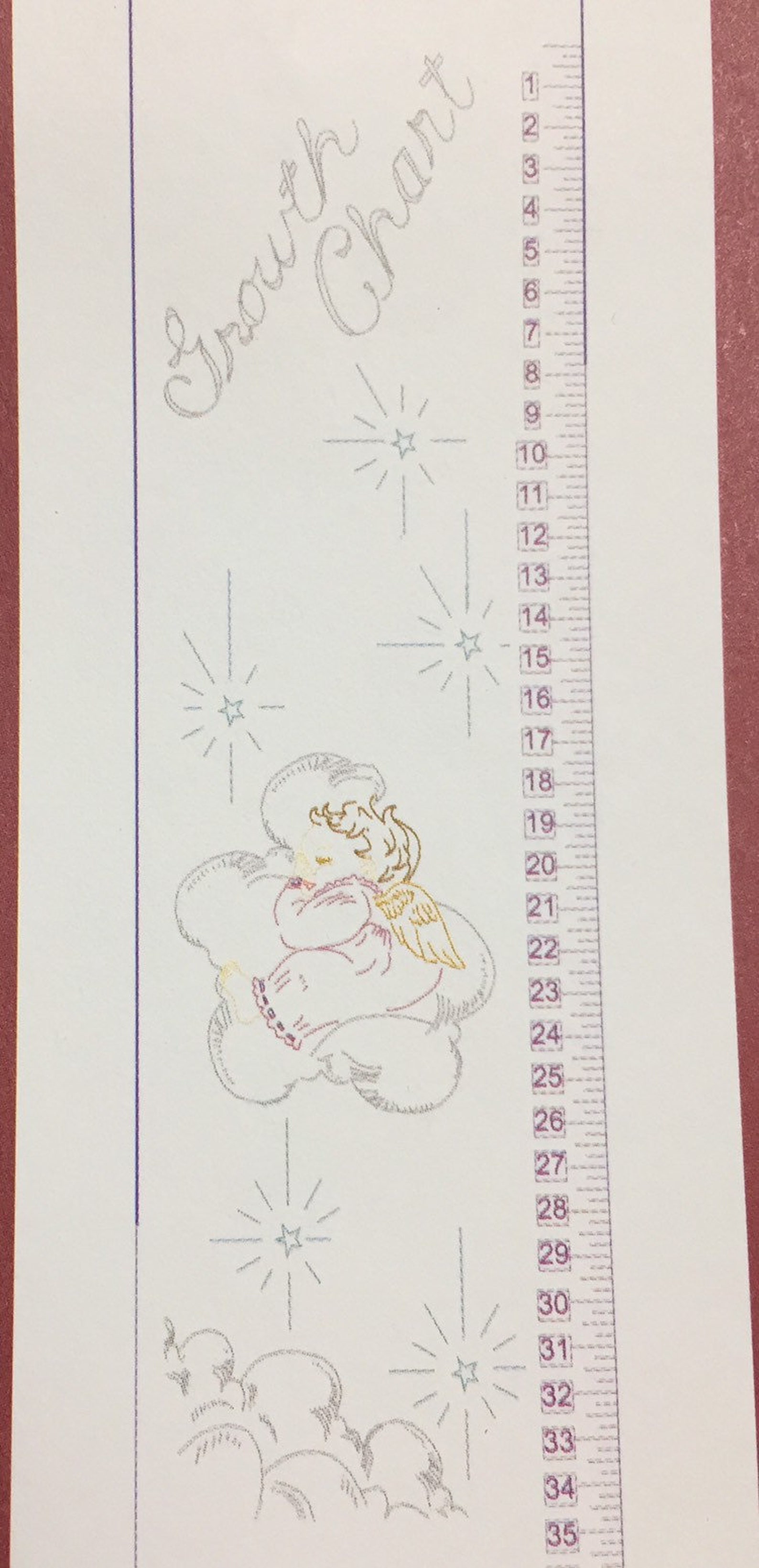 Birth Announcement or Growth Chart to Embroider....stamped Embroidery ...