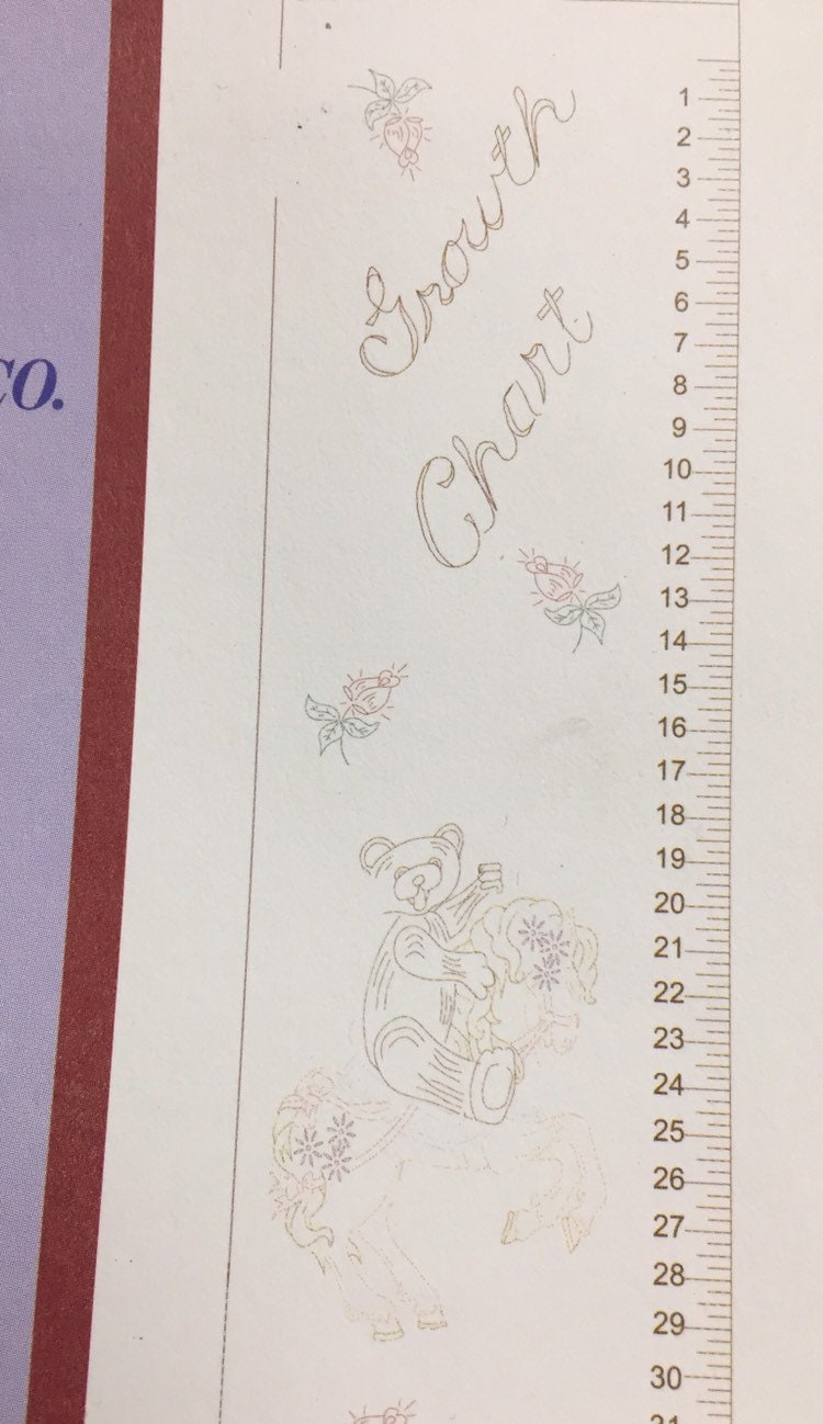 Birth Announcement or Growth Chart to Embroider....stamped Embroidery ...