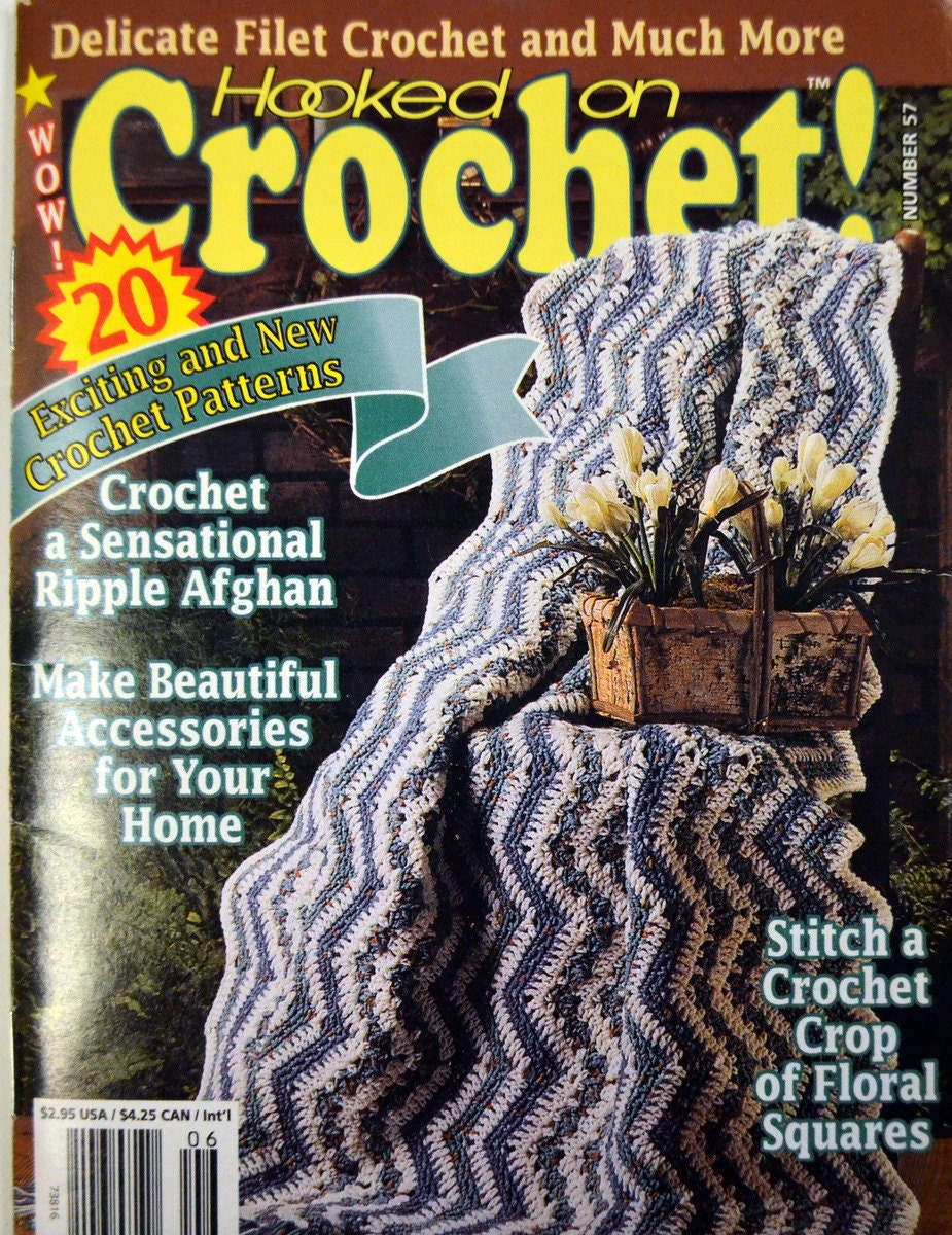 Hooked on Crochet Pattern Book Ripple Afghan Bed Jacket Blankets Get 5 ...