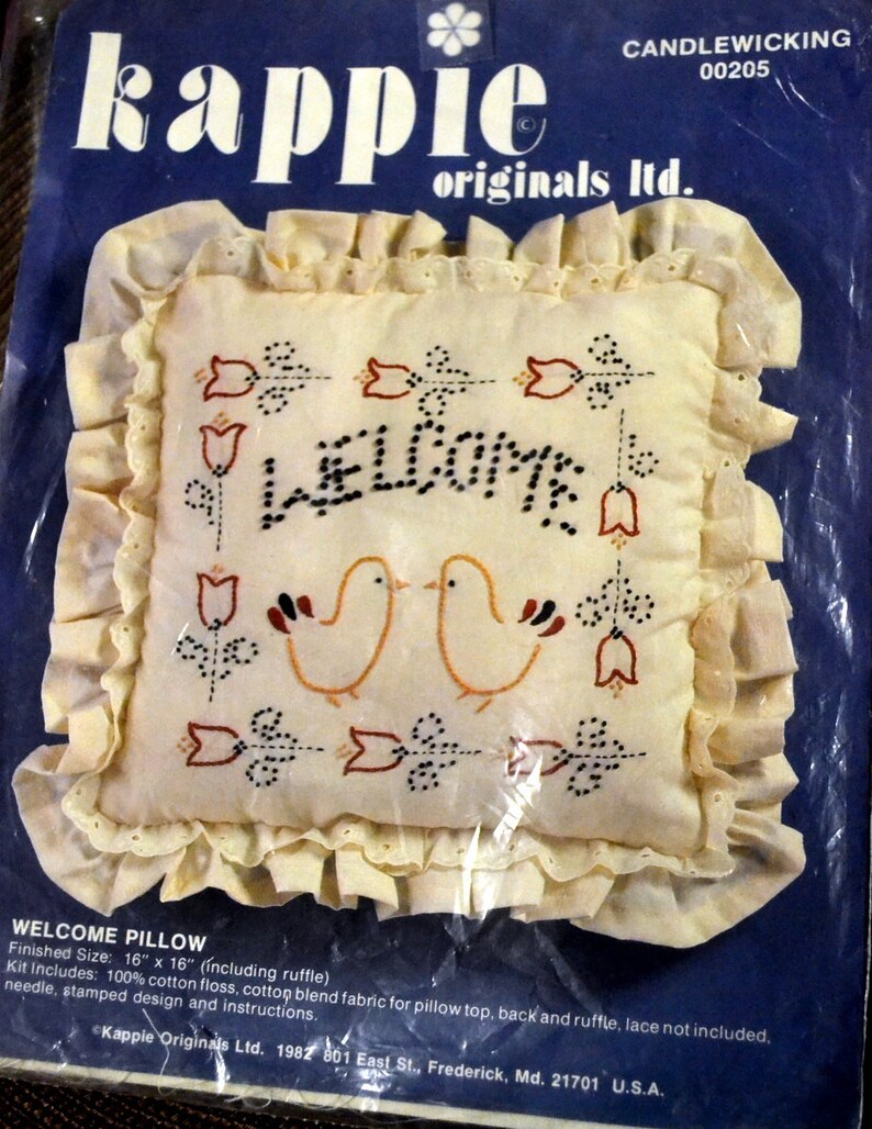 Kappie Originals Candlewicking Kit Welcome Pillow Fiber Art - Etsy