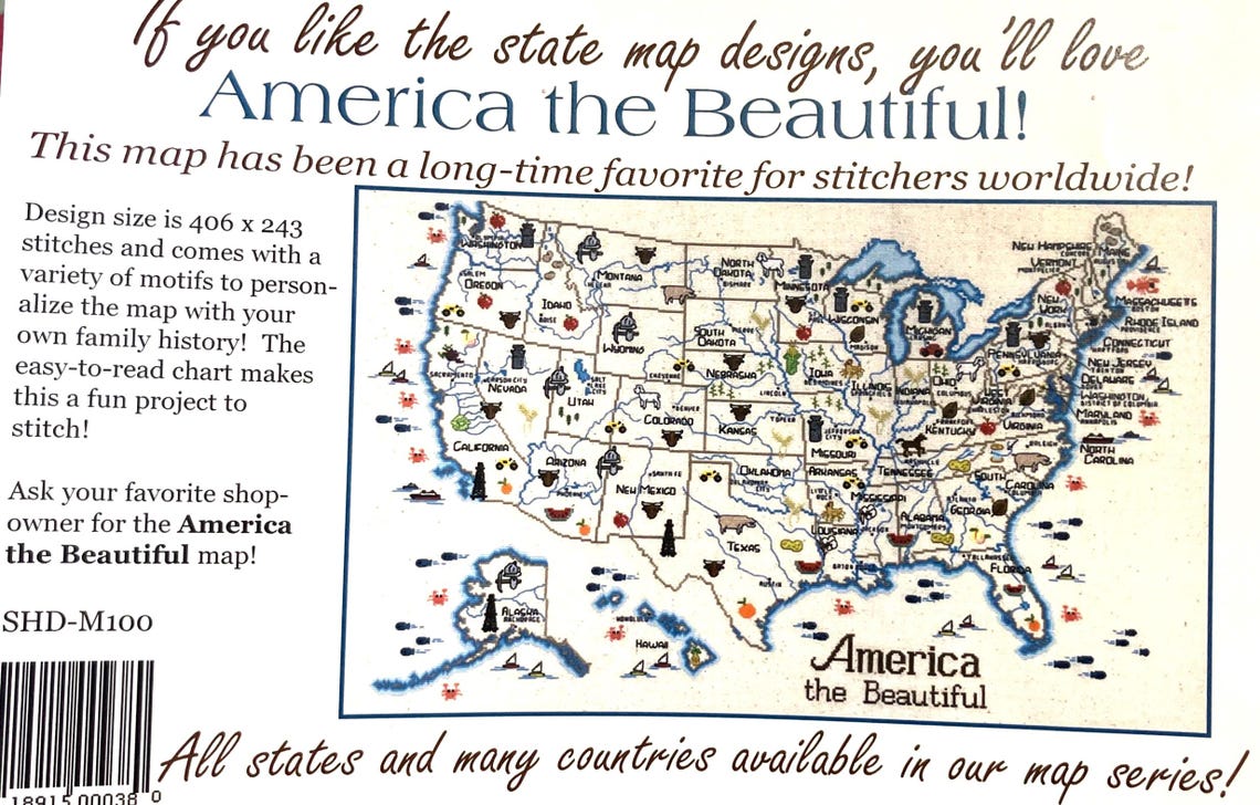 Map of Pennsylvania Counted Cross Chart by Sue Hillis Designs…shd Map ...