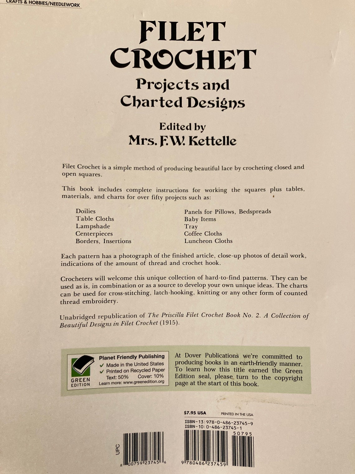 Filet Crochet Patterns and Charted Pattern Book Edited by Mrs. - Etsy