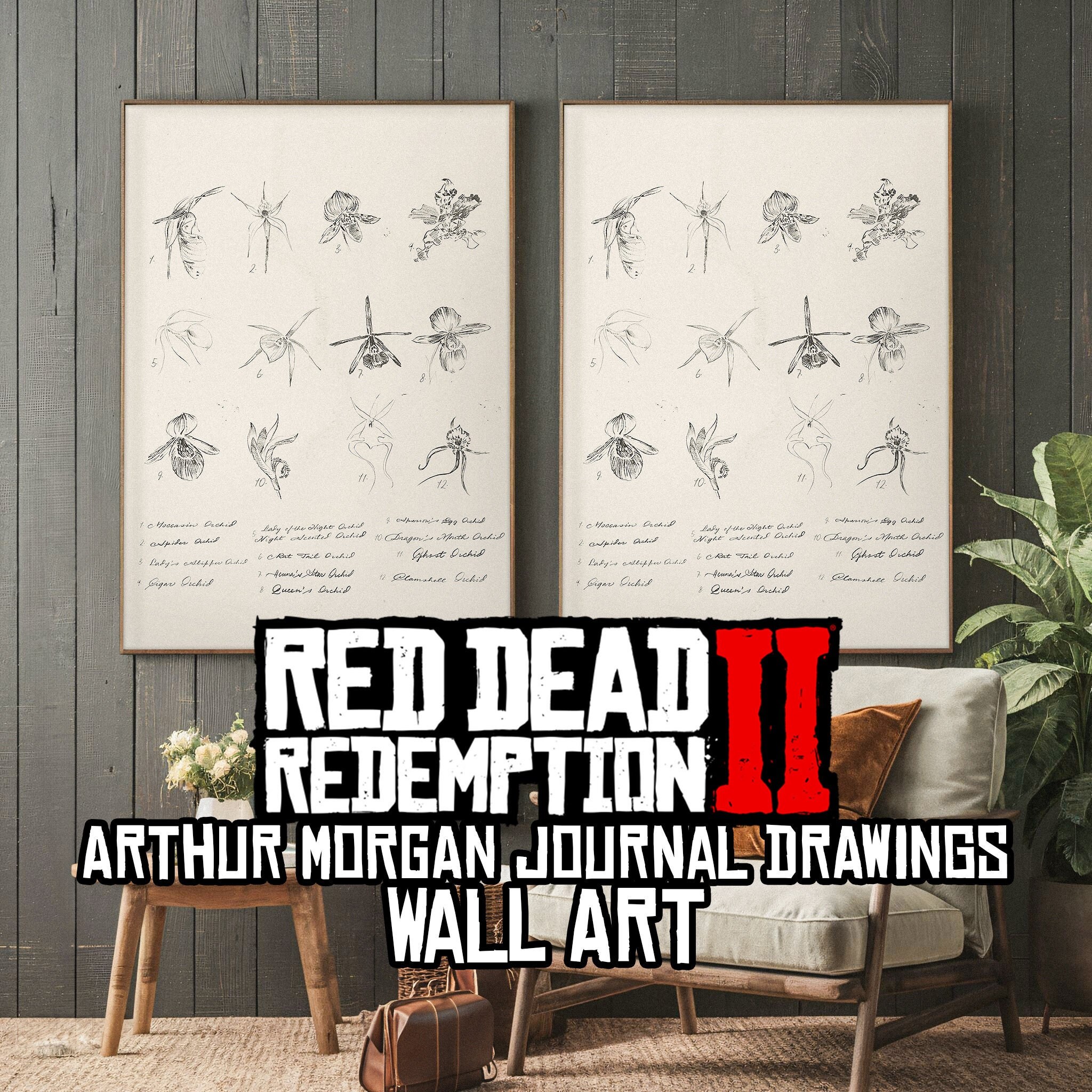 Red Dead Redemption 2 Vintage Poster Arthur Morgan Orchid Journal ...
