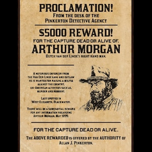 ARTHUR MORGAN Wanted Poster - Red Dead Redemption 2 Art - Vintage ...