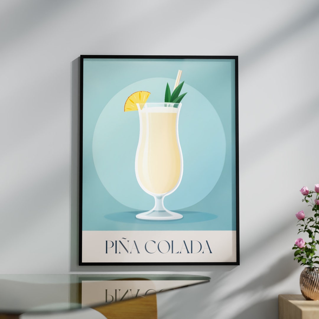 Piña Colada Poster: Classic Cocktail Art for Home Kitchen Bar Decor ...