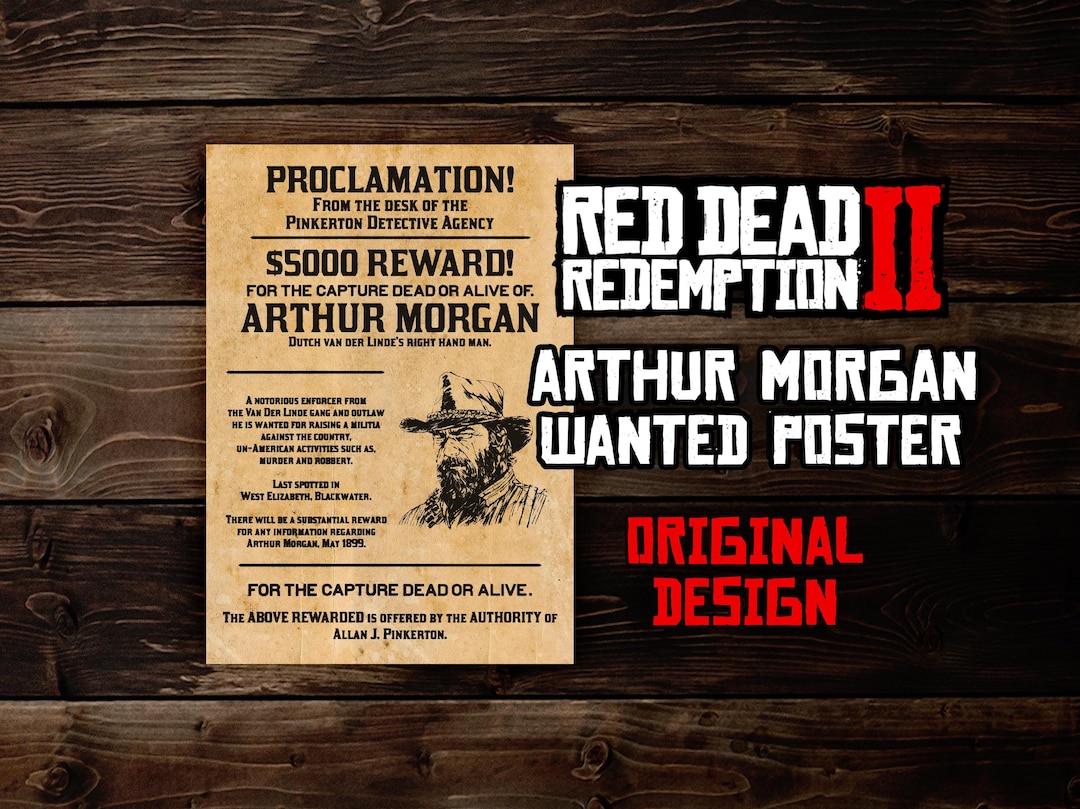 ARTHUR MORGAN Wanted Poster - Red Dead Redemption 2 Art - Vintage ...