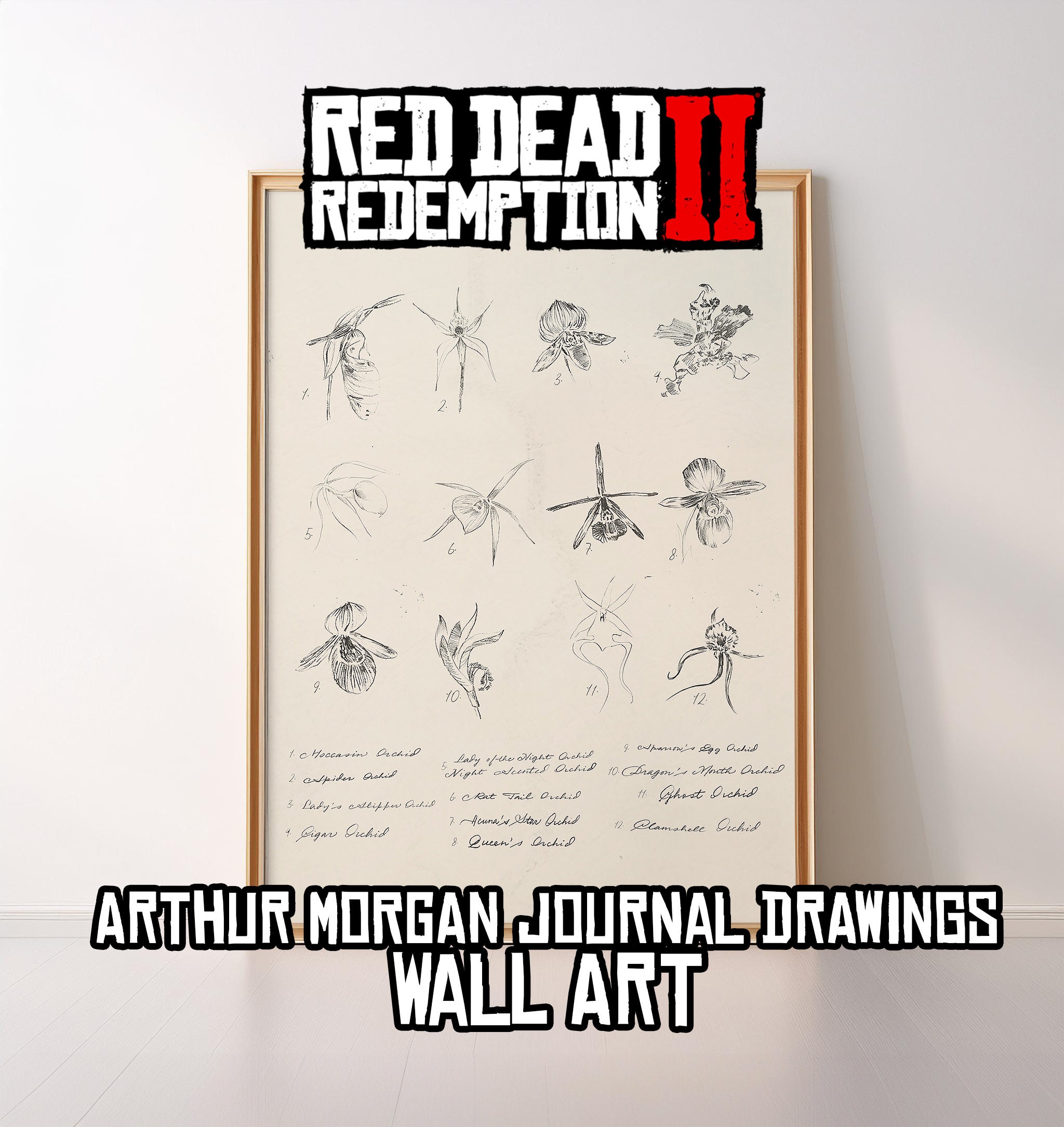Red Dead Redemption 2 Vintage Poster Arthur Morgan Orchid Journal ...