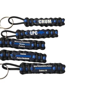Personalized Paracord Keychain for Police - Custom Police Gift - Thin ...