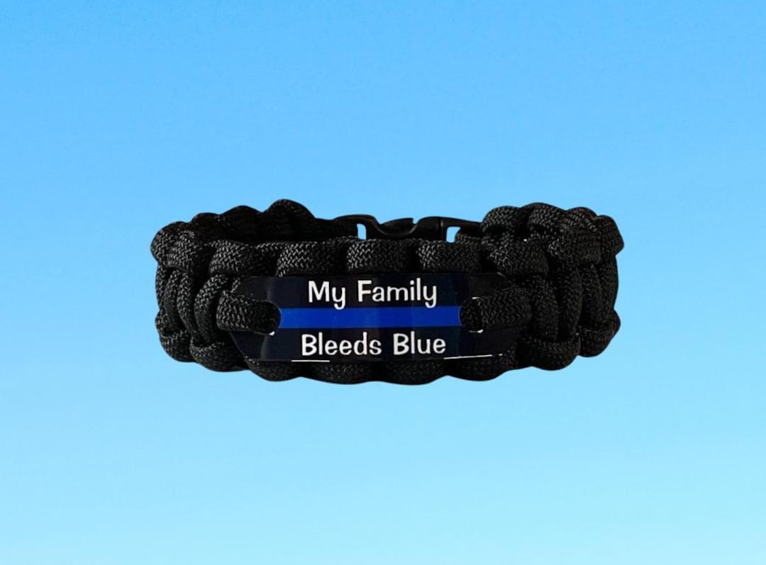 Police Thin Blue Line Bracelet With Custom Text for Men or Women - Law ...