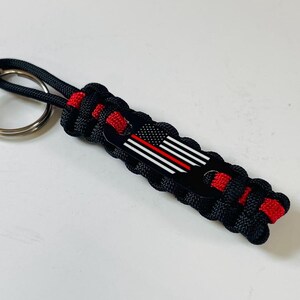Firefighter Thin Red Line American Flag Paracord Keychain With ...