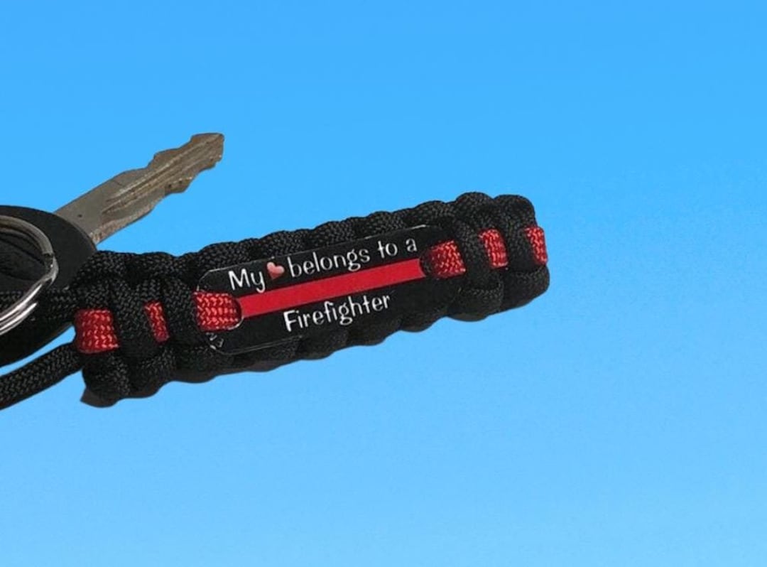 My Heart Belongs to a Firefighter Keychain - Handmade Paracord Keychain ...