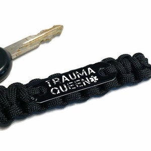 Trauma Queen Keychain for Men or Women in Choice of Color Paracord ...