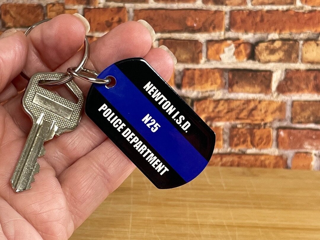 Resource Police Officer Keychain Personalized, Custom Thin Blue Line ...