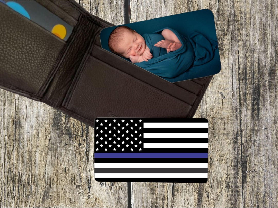 Police Thin Blue Line Flag Wallet Card Personalized - Add Photo or Text ...