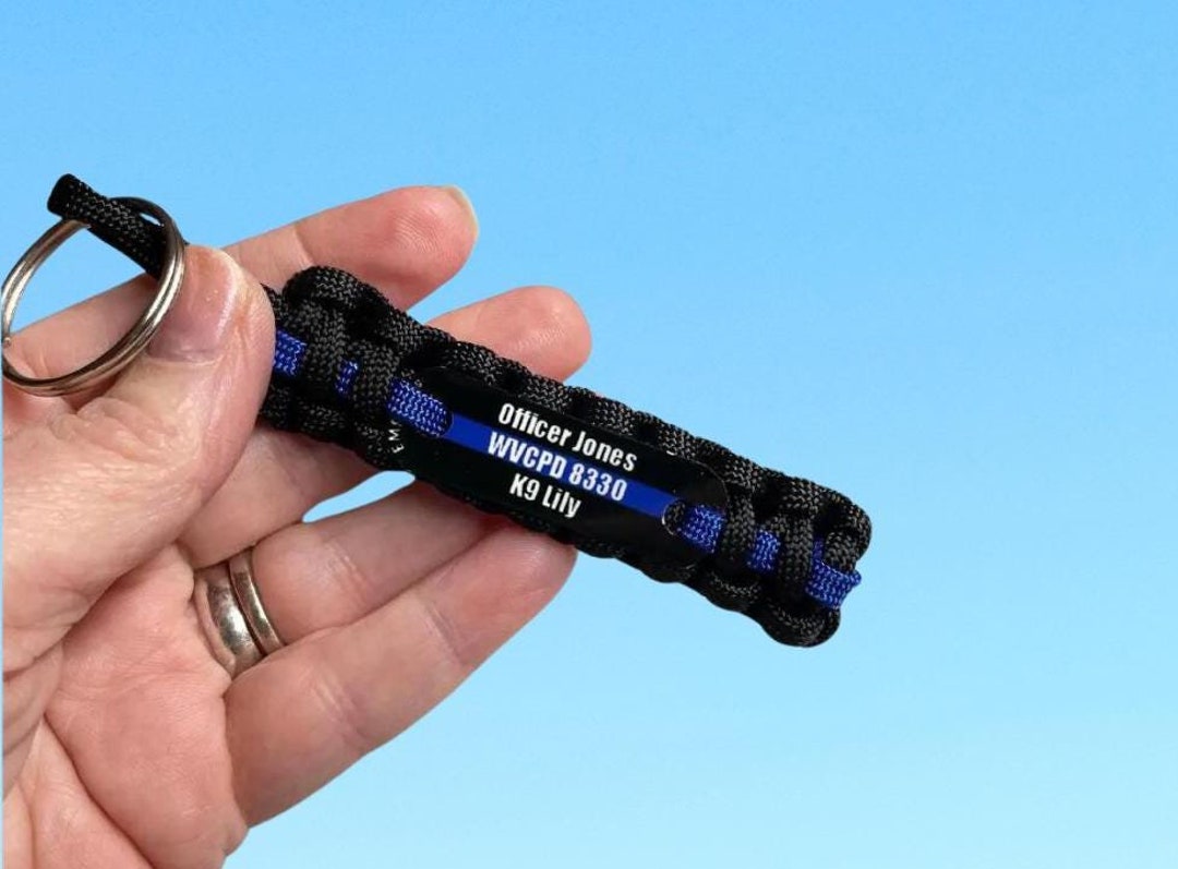 Personalized Police K9 Memorial Keychain - Custom Thin Blue Line ...