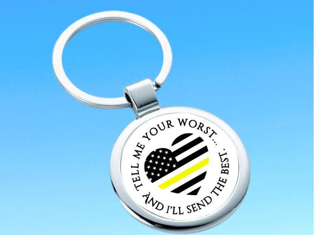 Thin Yellow Line Heart Keychain - Dispatch Keyring - 911 Dispatcher ...