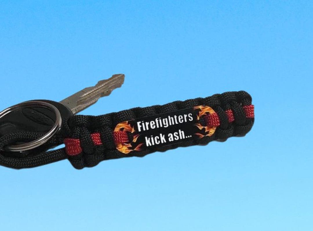 Firefighter Keychain, Paracord Keychain With Thin Red Line ...