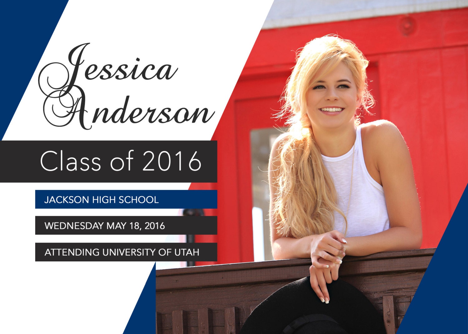 Graduation Announcement or Invitation, Class of 2016, Custom Photo ...
