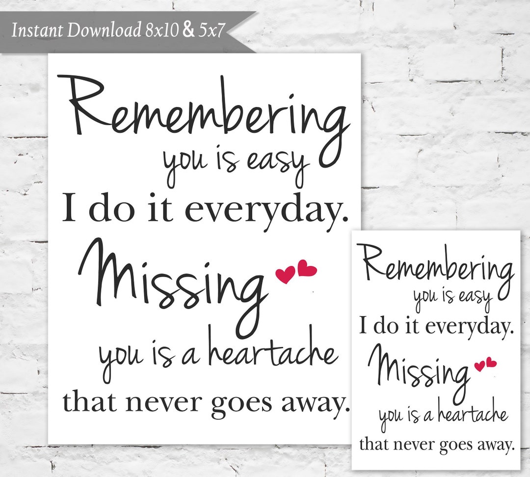 Remembering You, Missing You - Printable Quote - Memorial Print - 8x10 ...