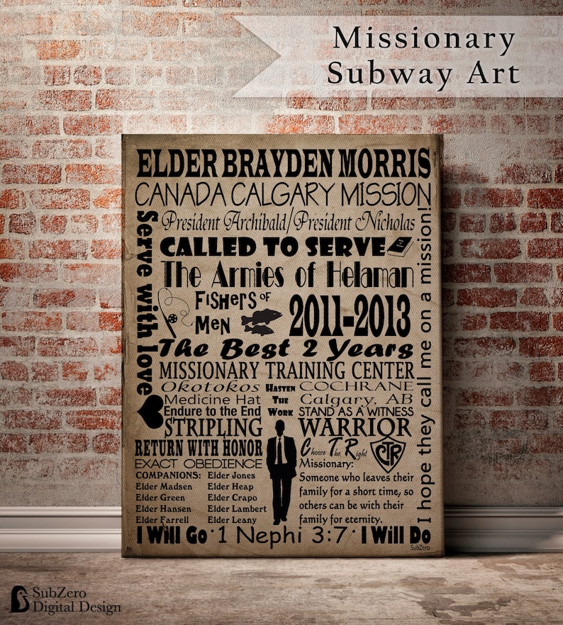 LDS Missionary Subway Art Poster, Personalized Including Companions ... LDS Missionary Subway Art Poster, Personalized Including Companions ...