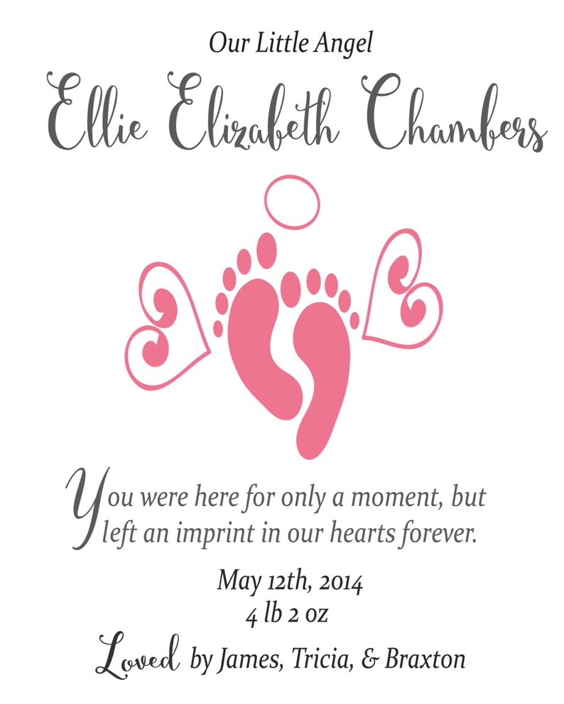Infant Memorial, "our Little Angel" - Digital Memorial Print 8x10 ...