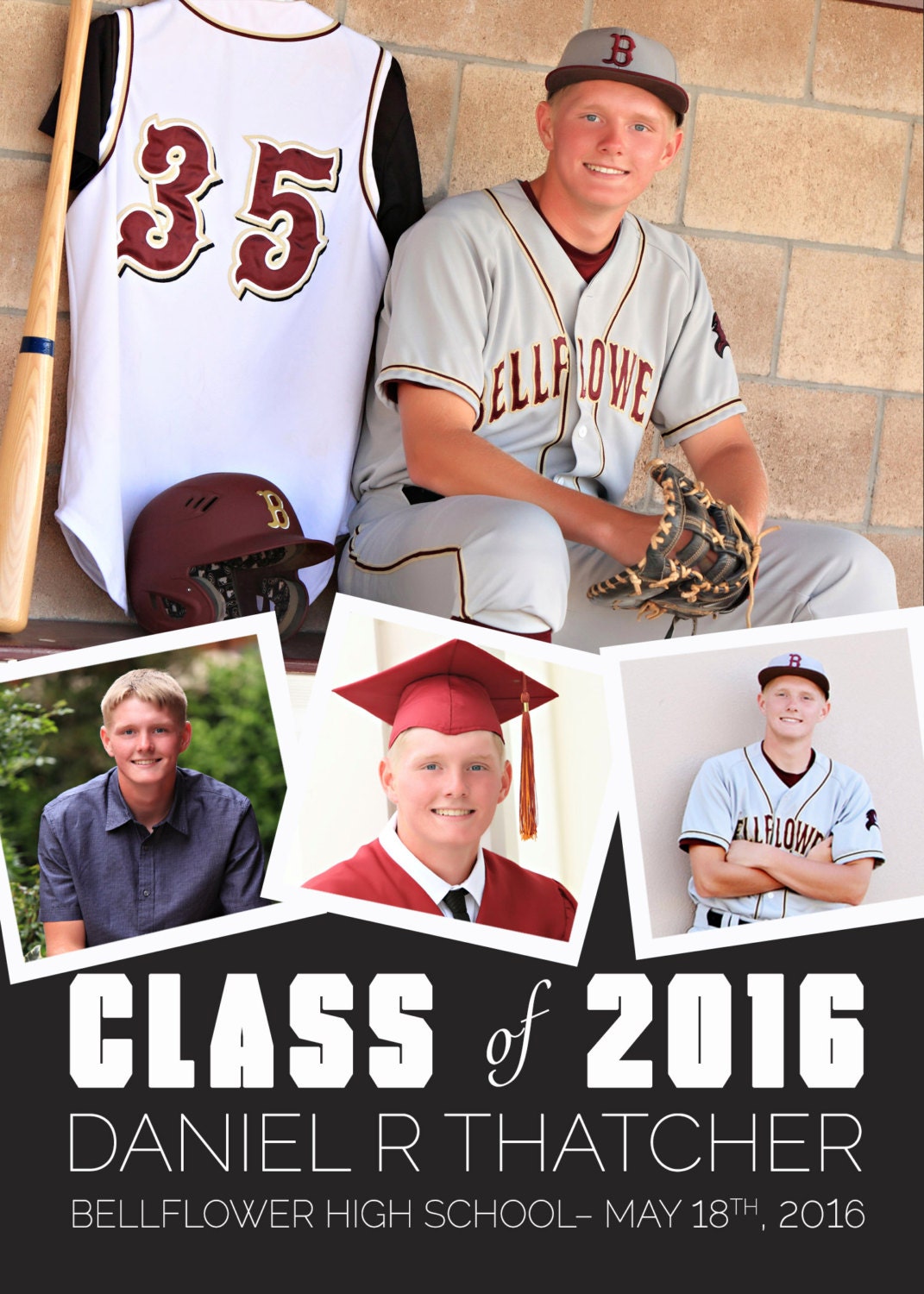 Graduation Announcement or Invitation, Class of 2016, Digital File ...