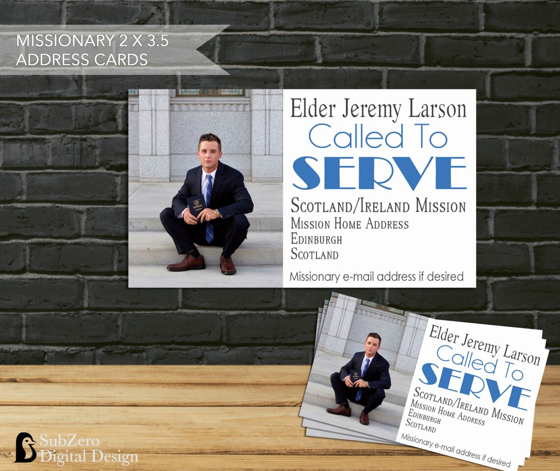LDS Missionary Address Cards - Business Size Address Cards With ...