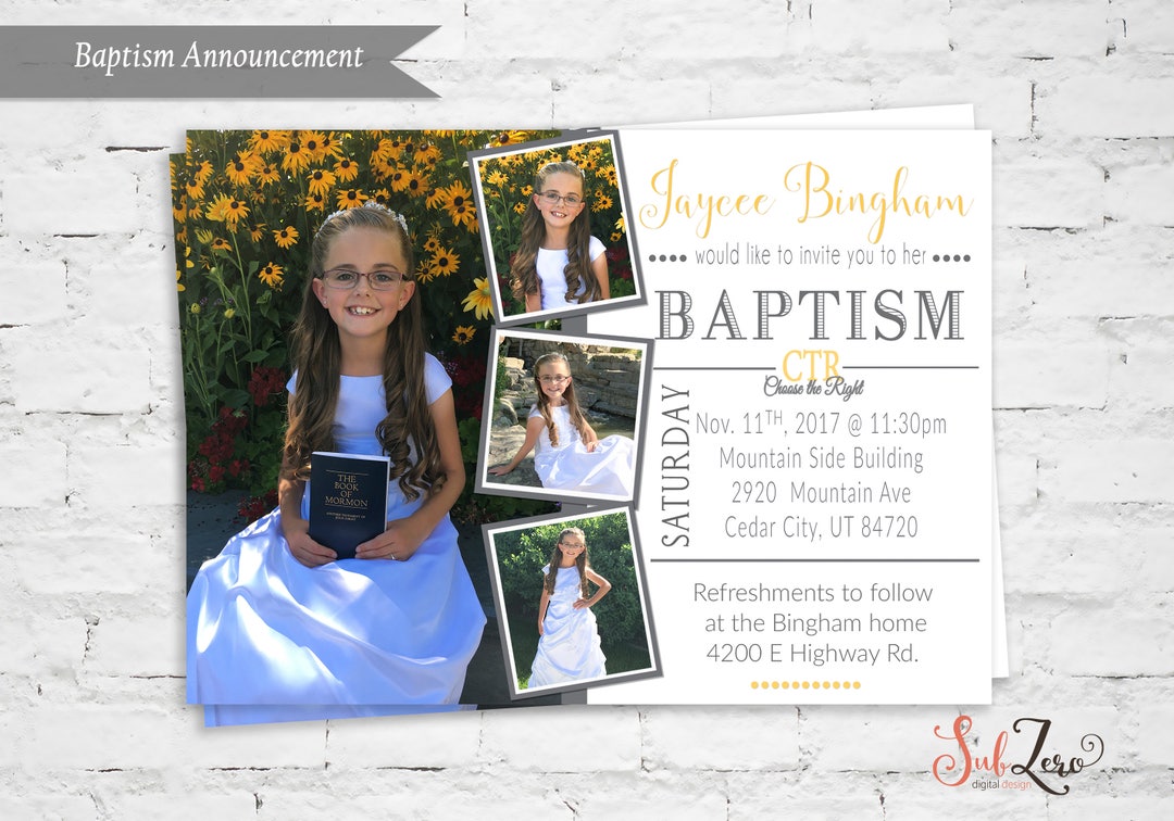 LDS Girl Baptism Invitation, LDS Baptism, Elegant Hand Lettering Font ...