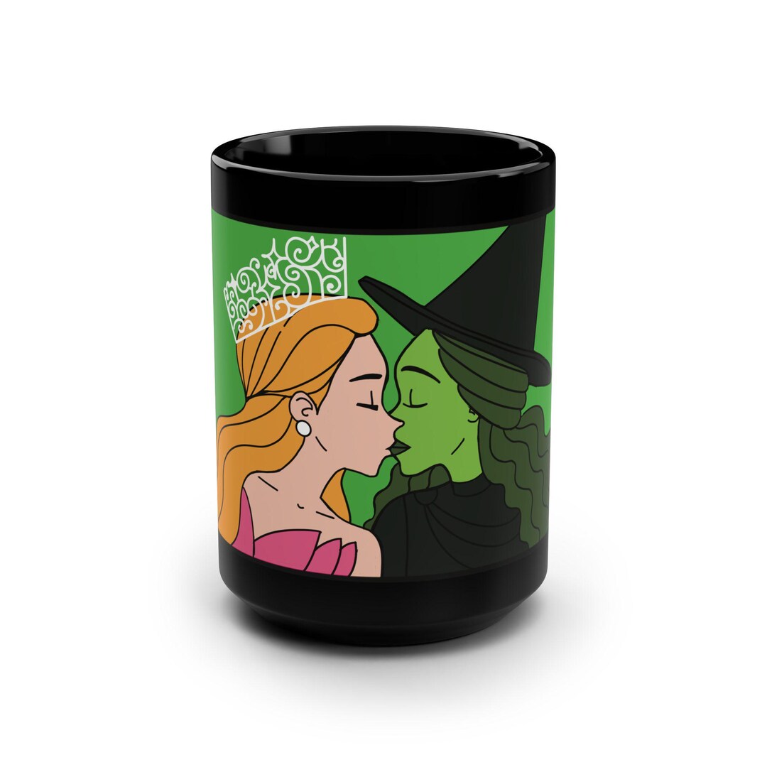 WICKED Glenda and Elphaba Lesbian Kiss Mug (GREEN), Lesbian Pride Mug ...