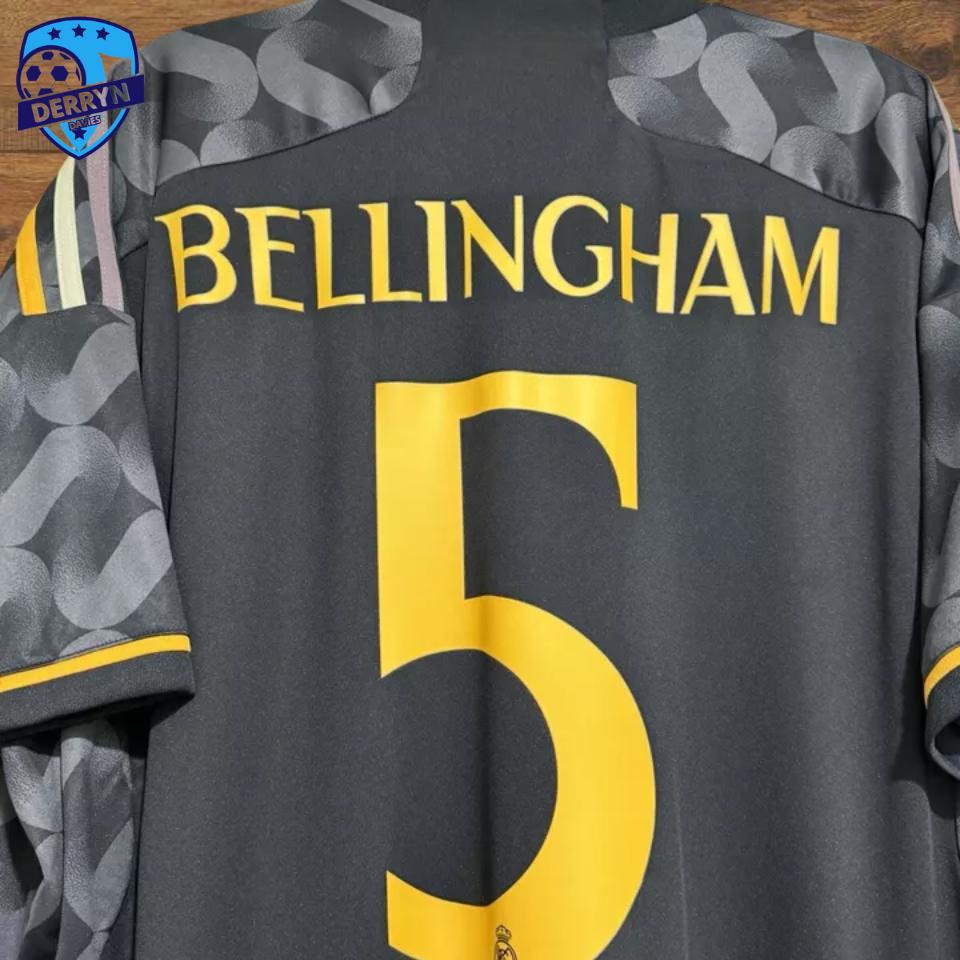 Personalized Bellingham 5 Champions League Shirt. Madrid Away Soccer ...