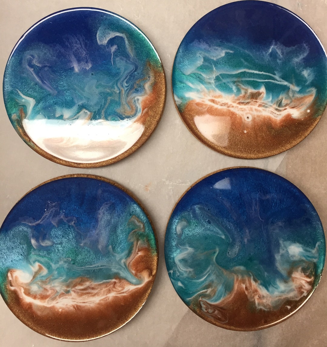 Ocean Beach Themed Coasters With Cork Backing - Set of 4 - Etsy