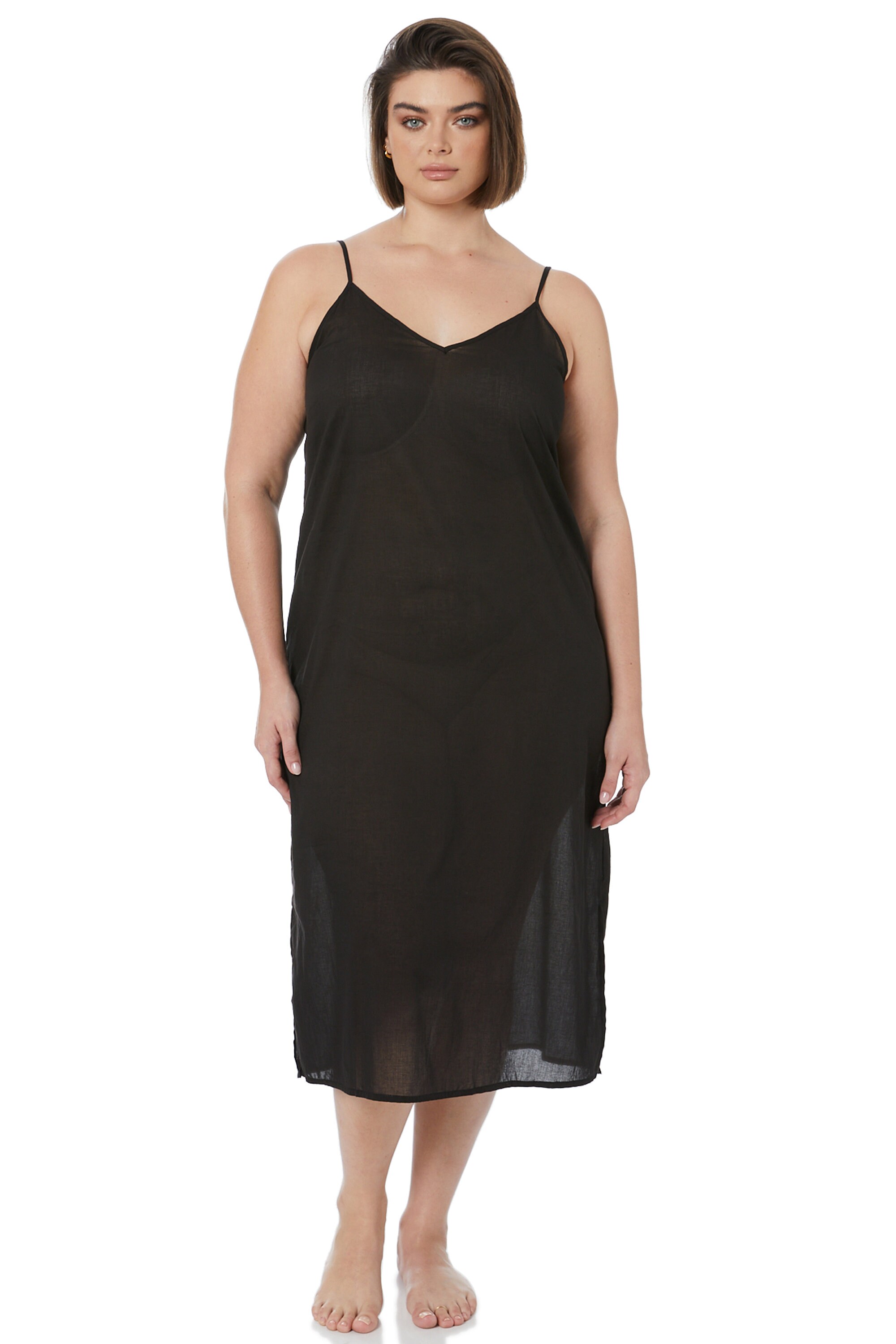 Long Cotton Maxi Slip Available in Black, White or Crema warm Beige Perfect for Under a Sheer ...